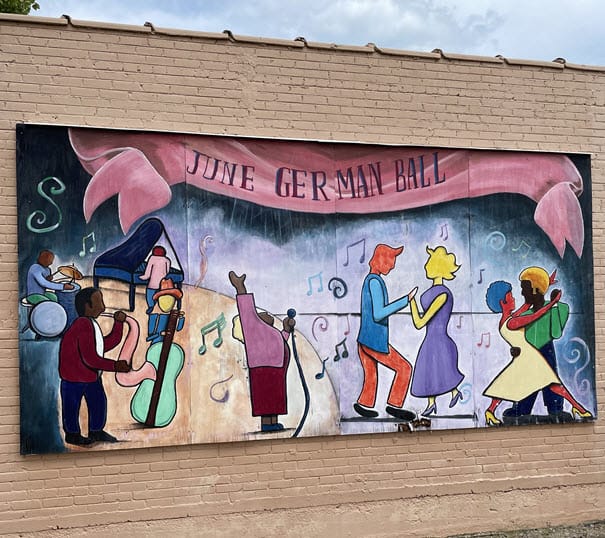 June German Ball Mural at Fayette Square - Martinsville Tourism